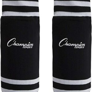 Champion Sports SL4B Youth Sock Style Soccer Shin Guards - Ages 4-6, Black, Small