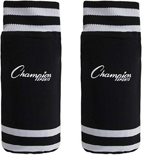 Champion Sports SL4B Youth Sock Style Soccer Shin Guards - Ages 4-6, Black, Small