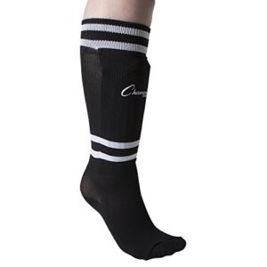 Champion Sports SL4B Youth Sock Style Soccer Shin Guards - Ages 4-6, Black, Small