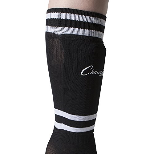 Champion Sports SL4B Youth Sock Style Soccer Shin Guards - Ages 4-6, Black, Small