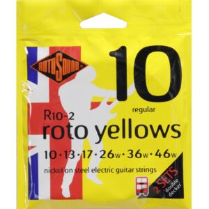 rotosound roto yellows double deckers electric guitar strings 2-pack