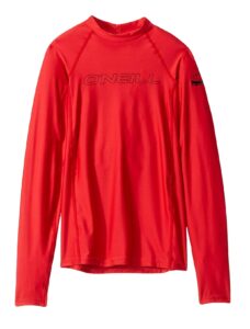 o'neill youth basic skins upf 50+ short sleeve rash guard, red, 16