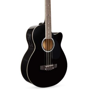 best choice products acoustic electric bass guitar - full size, 4 string, fretted bass guitar - black