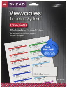 smead 64915 viewables color labeling system label pack refill 3 1/2 inch white 160/pack