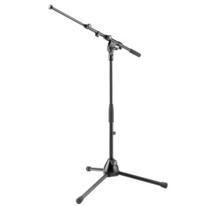 k&m - konig & meyer 25900.500.55 - low level microphone/telescopic 2-piece boom arm stand - zinc die-cast base - professional grade for all musicians - german made - black