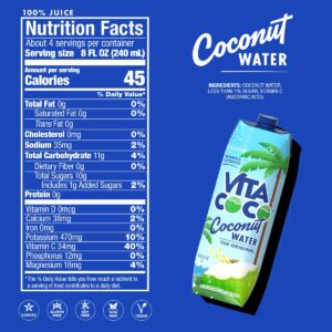 Vita Coco Pure Coconut Water, 33.8 Fl Oz