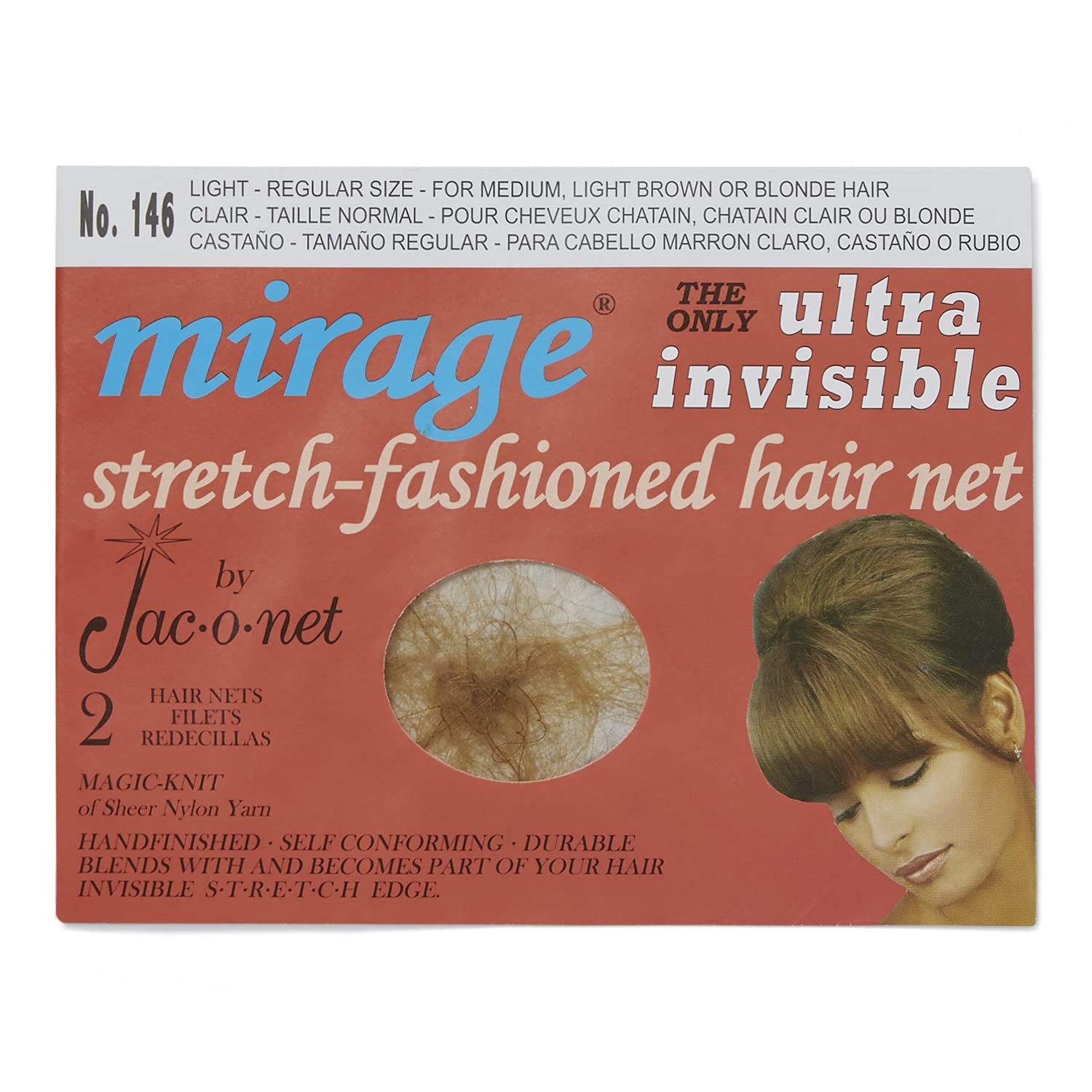 Hair Net Jac-O-Net Mirage Ultra-Invisible Light,2 Per Pack [Pack of 12]