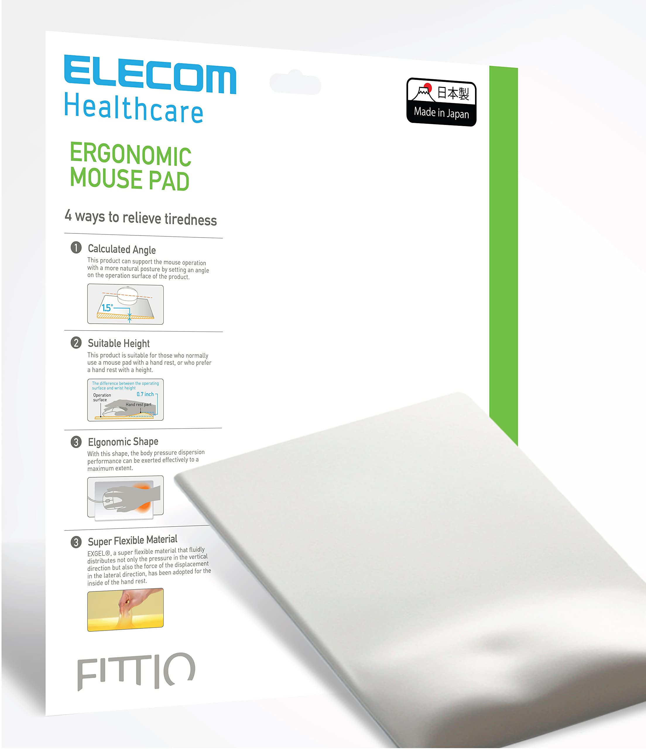 Elecom MP-116WH Mouse Pad Wrist Rest FITTIO Gel Material High White