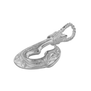 Sterling Silver Hand Engraved Reversible Hawaiian Fish Hook Pendant