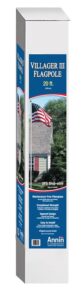 annin flagmakers american flag white gel-coat fiberglass pole, villager iii kit, 20 feet (model 395)