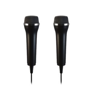 lioncast pair of universal usb microphones compatible with computer and karaoke gaming; compatible with wii, ps5/playstation 5, ps4 & pc games as singstar, lets sing, we sing; 3m cable – black