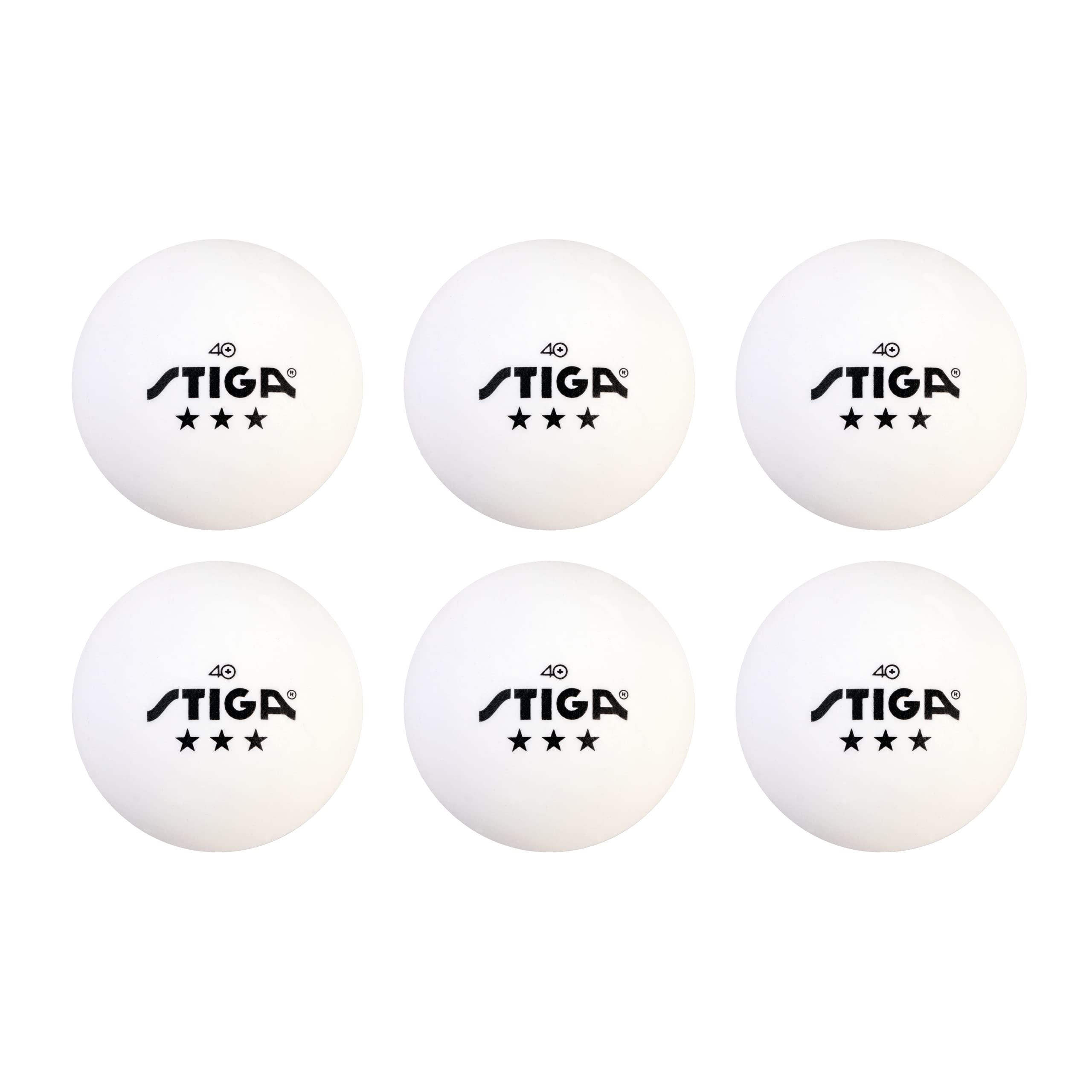 STIGA Tournament-Quality 3-Star Ping Pong Balls – Official Size and 40mm Weight – Ultimate Durability and High-Performance Table Tennis Balls – 6 Pack (White) - for Indoor/Outdoor Ping Pong Table