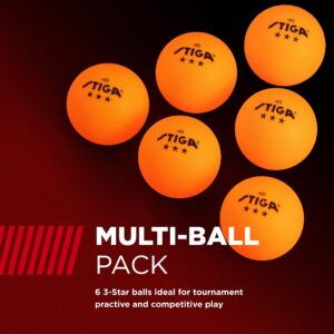 STIGA Tournament-Quality 3-Star Ping Pong Balls – Official Size and 40mm Weight – Ultimate Durability and High-Performance Table Tennis Balls – 6 Pack (Orange) - for Indoor/Outdoor Ping Pong Tables