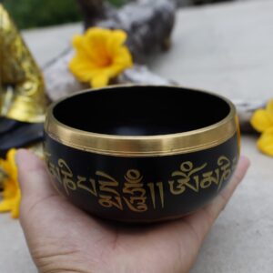 DharmaObjects Tibetan Meditation Om Mani Padme Hum Peace Singing Bowl With Mallet