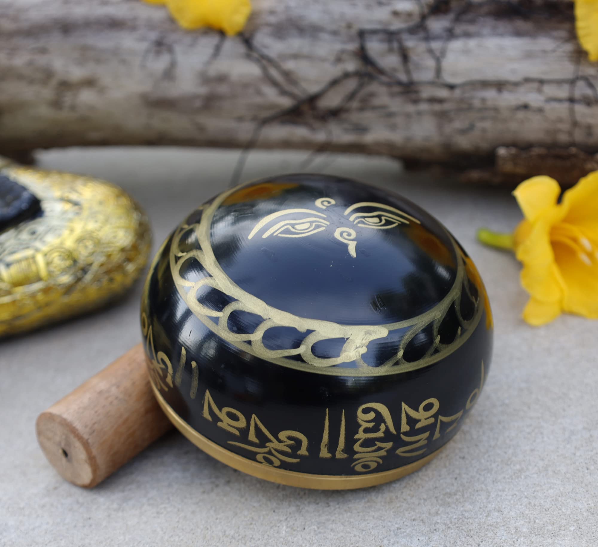 DharmaObjects Tibetan Meditation Om Mani Padme Hum Peace Singing Bowl With Mallet