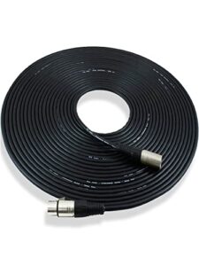 gls audio 50ft mic cable patch cords - xlr male to xlr female black microphone cables - 50' balanced mike snake cord - single