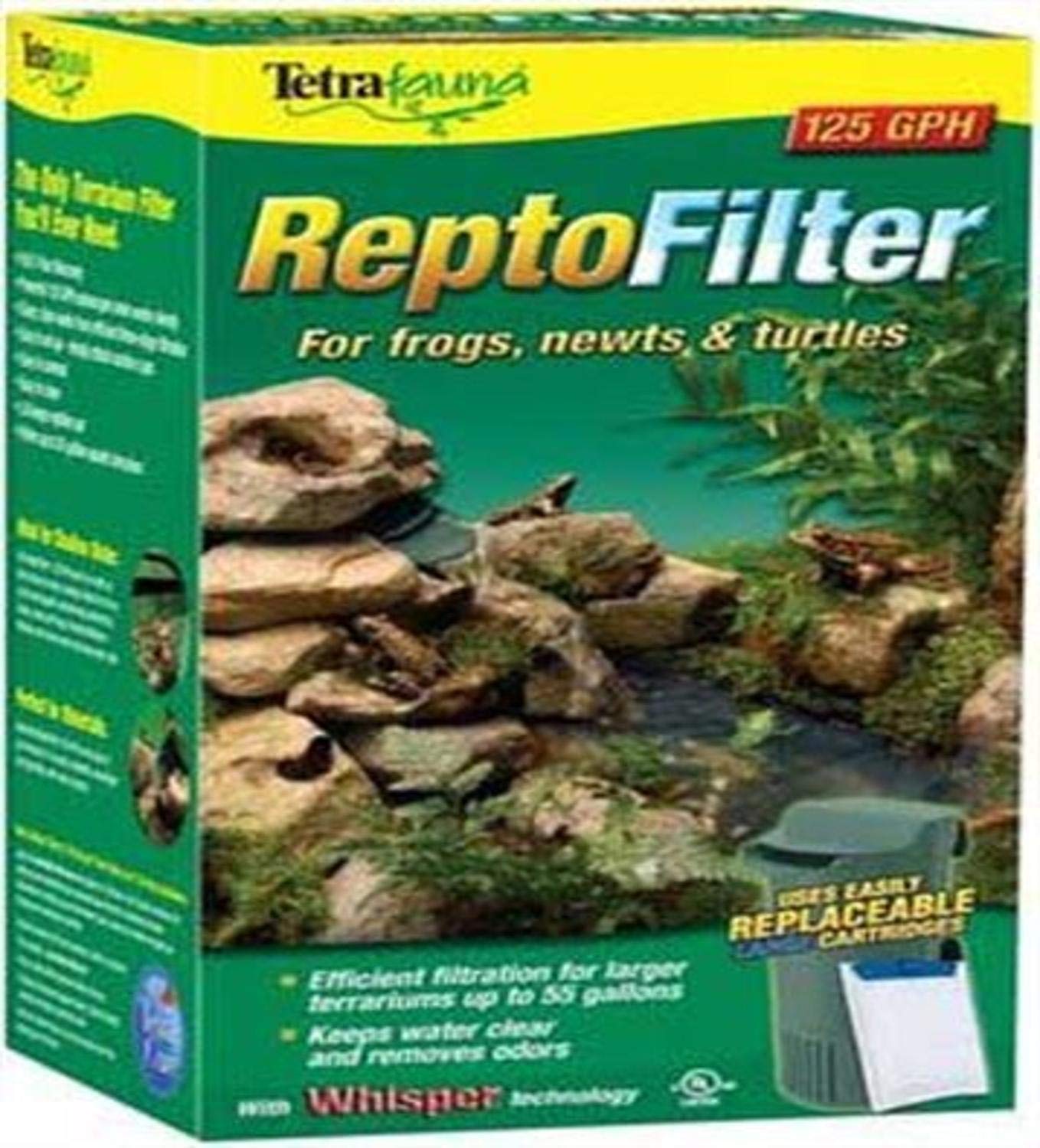 TetraFauna ReptoFilter 50 Gallons, Terrarium Filtration, Keeps Water Clear, 125 GPH, Model:26038