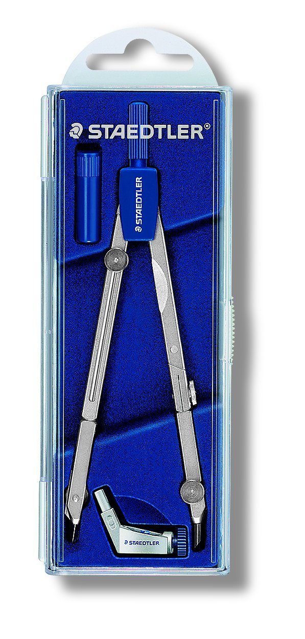 Staedtler Mars Basic 554 T01 554 Precision Compass with Extender in Case with Hinged Lid Silver