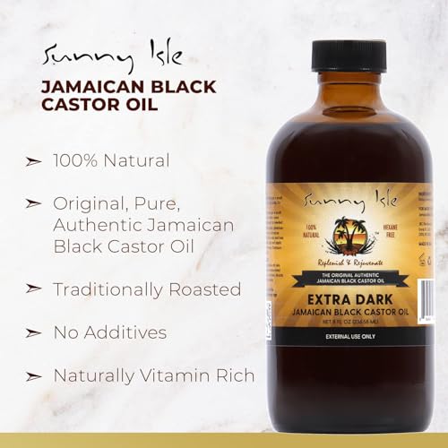 Sunny Isle Extra Dark Jamaican Black Castor Oil, 8 fl. oz. | 100% Natural High Potency Treatment for Hair, Scalp