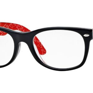 Ray-Ban RX5184 New Wayfarer Square Prescription Eyeglass Frames, Black on Texture Red/Demo Lens, 52 mm