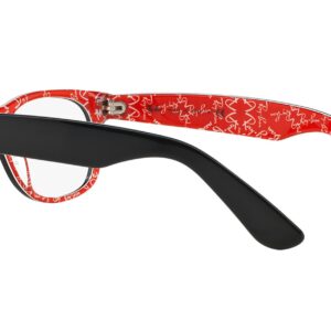 Ray-Ban RX5184 New Wayfarer Square Prescription Eyeglass Frames, Black on Texture Red/Demo Lens, 52 mm