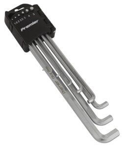 sealey ak7174 9 piece stubby element extra-long hex key set - metric, silver