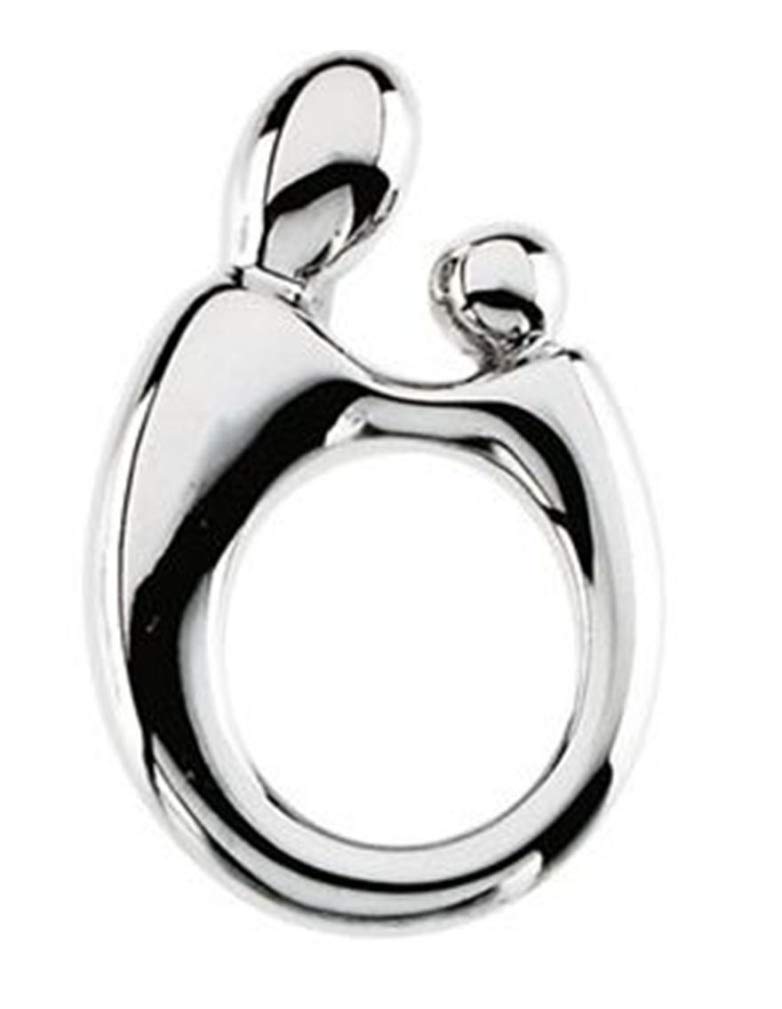 The Men's Jewelry Store (for HER) Rhodium-Plated 14k White Gold Mother and Child Hollow Back Pendant