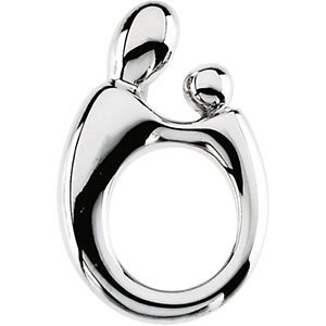 The Men's Jewelry Store (for HER) Rhodium-Plated 14k White Gold Mother and Child Hollow Back Pendant