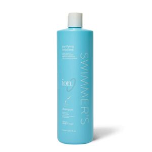 ion purifying solutions swimmer’s shampoo, protects against sun damage and swimmer’s green, great for all hair types, 33.8 oz.