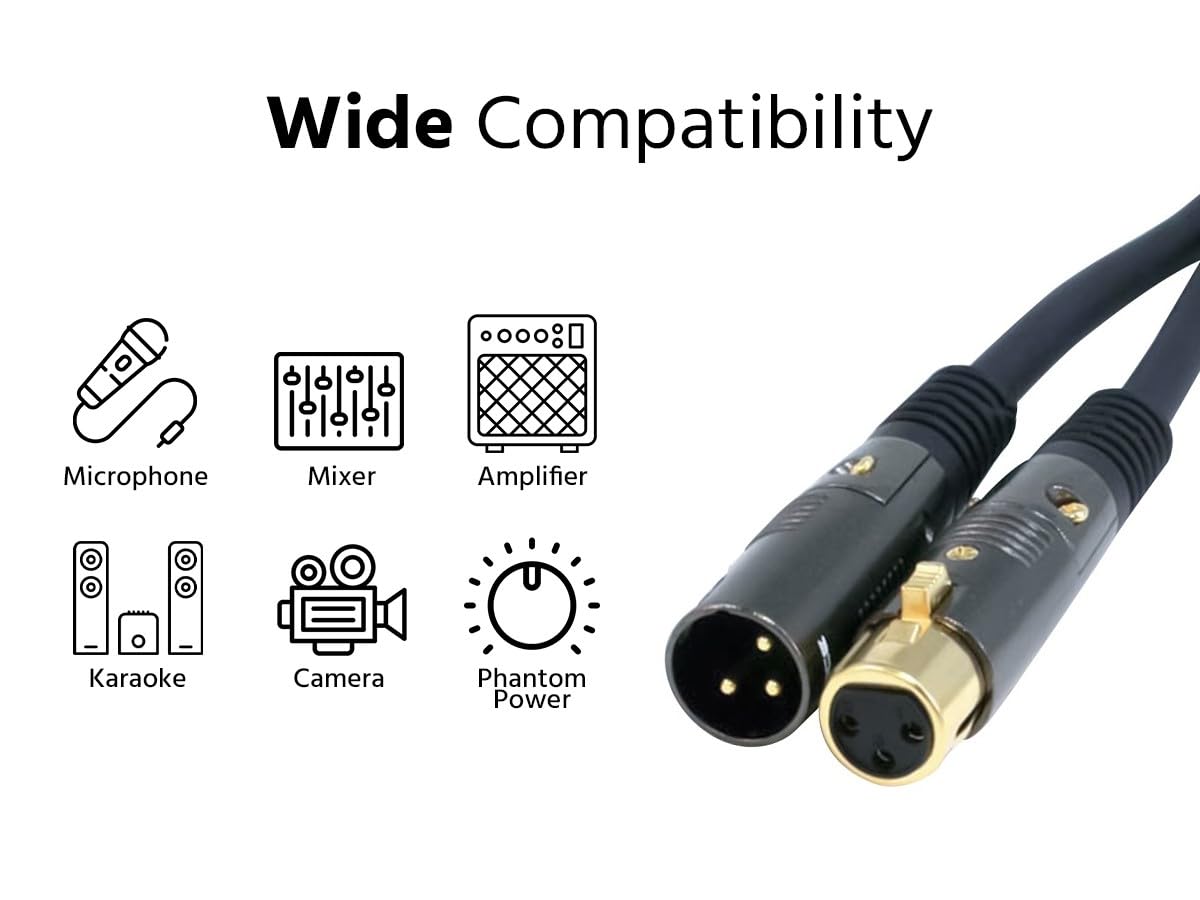 Monoprice XLR Male to XLR Female Cable - 15 Feet - Black, 16AWG, Gold Plated, Microphone & Interconnect - Stage Right Series