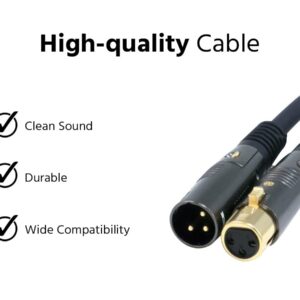 Monoprice XLR Male to XLR Female Cable - 15 Feet - Black, 16AWG, Gold Plated, Microphone & Interconnect - Stage Right Series