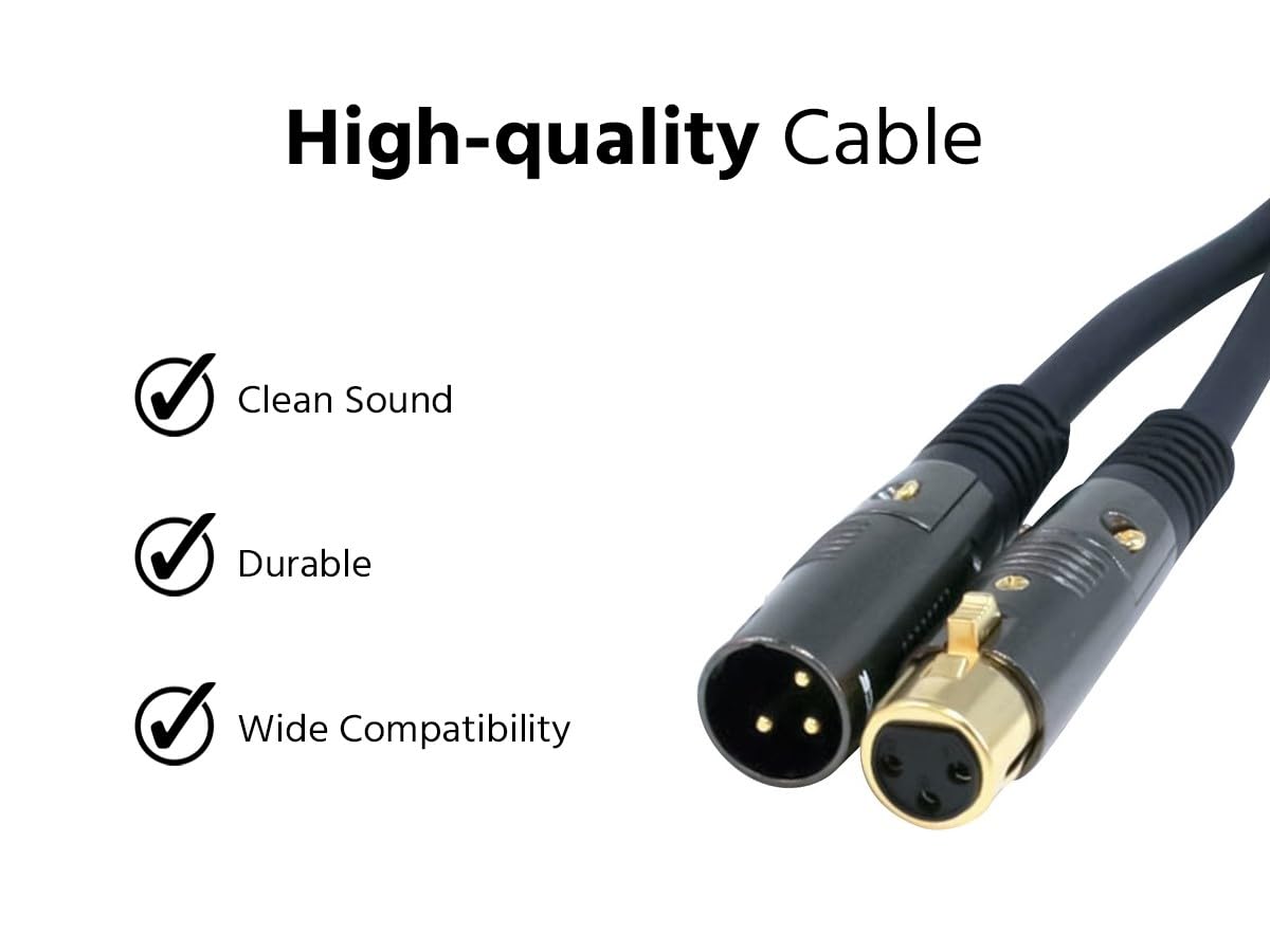 Monoprice XLR Male to XLR Female Cable - 15 Feet - Black, 16AWG, Gold Plated, Microphone & Interconnect - Stage Right Series