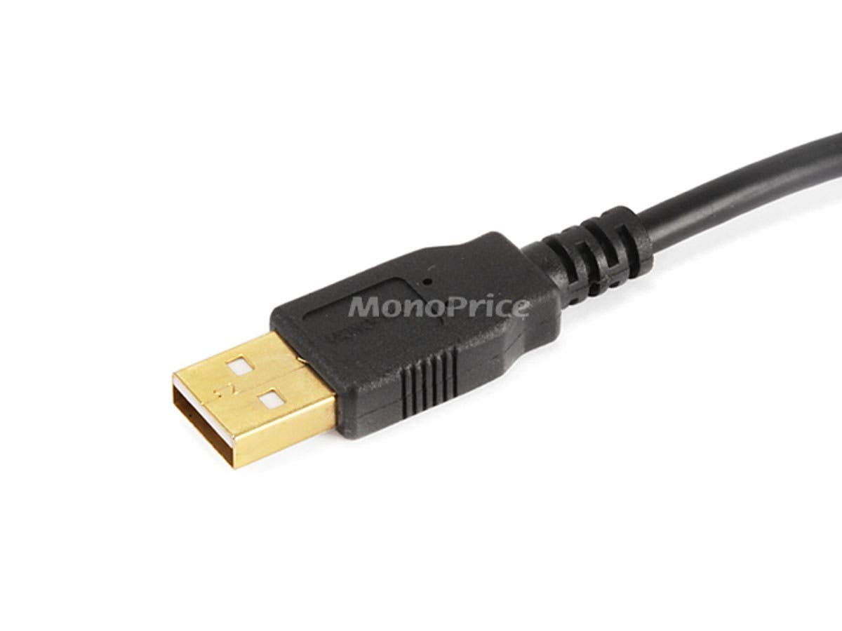 Monoprice 6-Feet USB 2.0 A Male to Micro 5pin Male 28/24AWG Cable with Ferrite Core (Gold Plated) (105458),Black