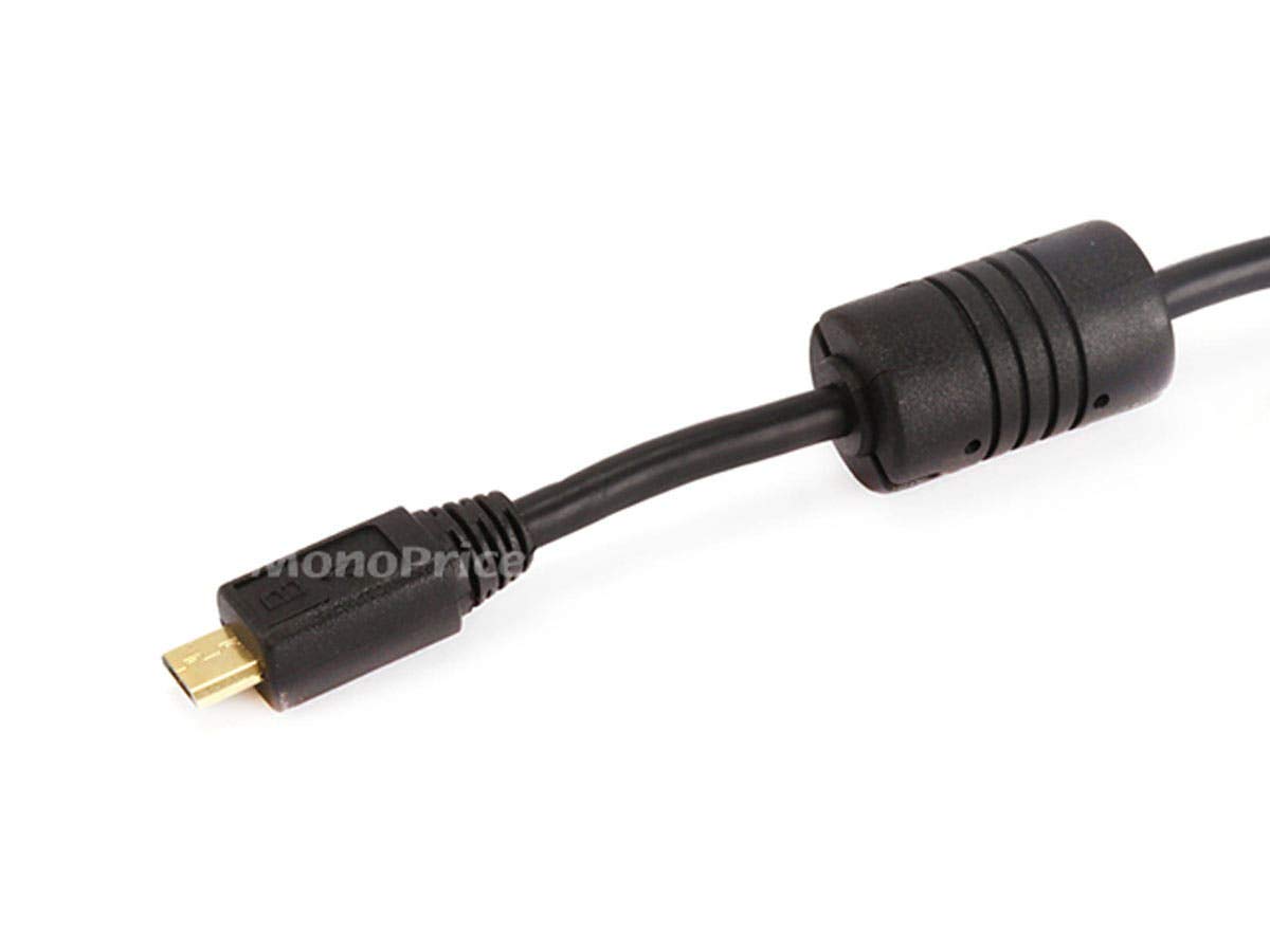 Monoprice 6-Feet USB 2.0 A Male to Micro 5pin Male 28/24AWG Cable with Ferrite Core (Gold Plated) (105458),Black