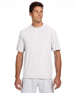 a4 men's cooling performance crew short sleeve, white, large