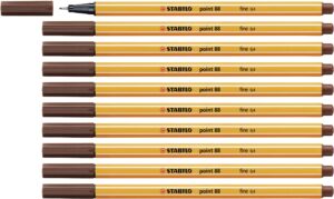 stabilo point 88 fineliner pen,brown,pack of 10