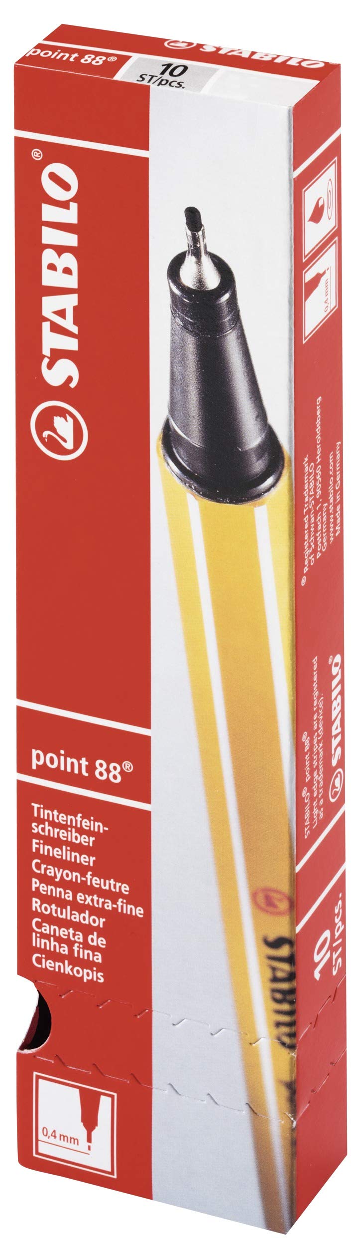 STABILO Point 88 Fineliner Pen,Brown,Pack of 10