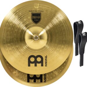 Meinl 14” Marching Cymbal Pair with Straps - Brass Alloy Traditional Finish - Made In Germany, 2-YEAR WARRANTY (MA-BR-14M)