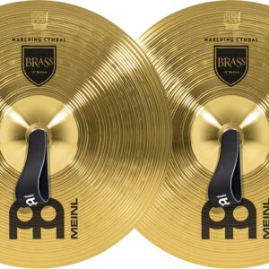 Meinl 14” Marching Cymbal Pair with Straps - Brass Alloy Traditional Finish - Made In Germany, 2-YEAR WARRANTY (MA-BR-14M)