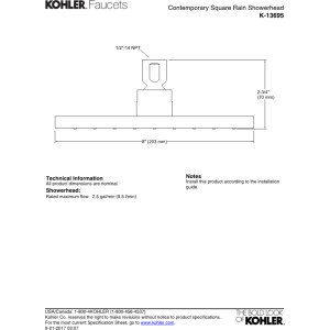 KOHLER 13695-CP 2.5 gpm Rain Head with Katalyst Air-Induction Technology, 8", Polished Chrome