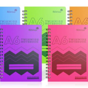 Silvine 160 Page A6 Wirebound Notebooks with Durable Wipe Clean Covers [Assorted Pack of 10]