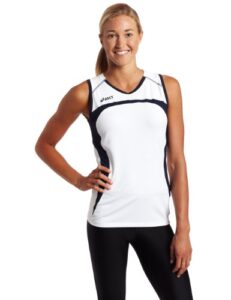 asics ace sleeveless jersey - women's ( sz. xl, white/navy )