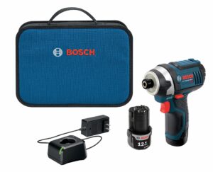 bosch ps41-2a 12v max 1/4-inch hex impact driver kit with 2 batteries, charger and case,blue