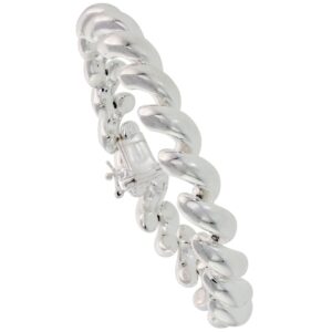 medium sterling silver 10mm san marco bracelet for women italy 3/8 inch wide 8 inch long