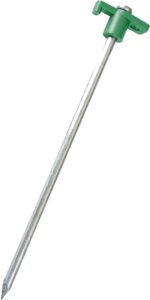 tent pegs stakes t-top rubber top with heavy duty steel nail ground spikes 10" long 10-pack