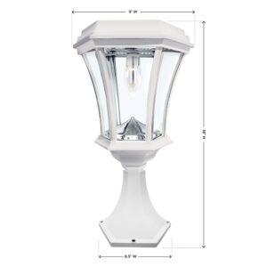 Gama Sonic Solar Outdoor Post Light, Victorian Bulb, White Aluminum, 1-Light with 3 Mounting Options, 3-inch Fitter for Lamp Posts, Flat Mount for Column Lights and Wall Sconce Mount (94B233)