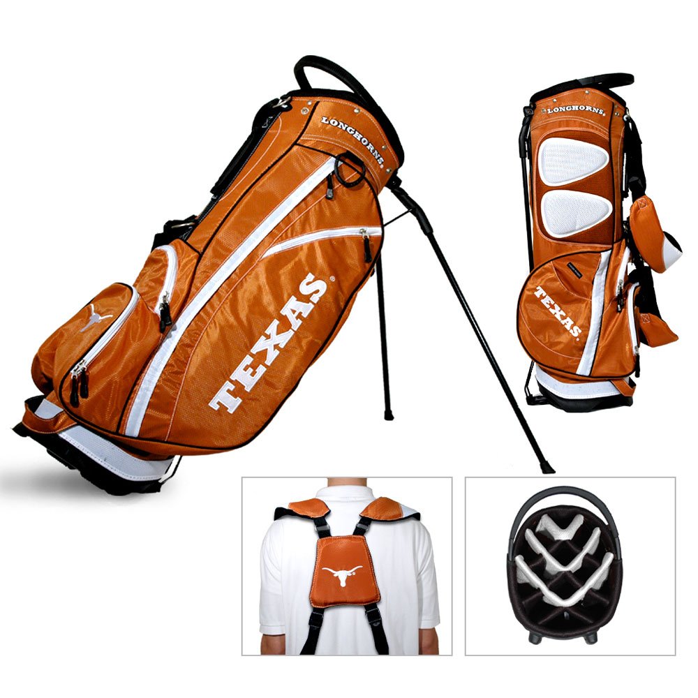 Team Golf NCAA Texas Longhorns Fairway Golf Stand Bag Fairway Golf Stand Bag, Lightweight, 14-way Top, Spring Action Stand, Insulated Cooler Pocket, Padded Strap, Umbrella Holder & Removable Rain Hood