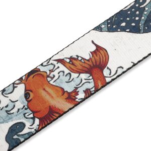 Levy's Leathers 2" Wide Polyester Guitar Strap with Genuine Leather Ends; Koi Fish Motif (MPD2-016)