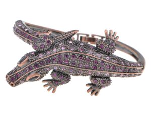 alilang copper tone amethyst colored rhinestones alligator crocodile bangle bracelet