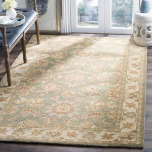 safavieh antiquity collection area rug - 8'3" x 11', green & gold, handmade traditional oriental wool, ideal for high traffic areas in living room, bedroom (at313a)